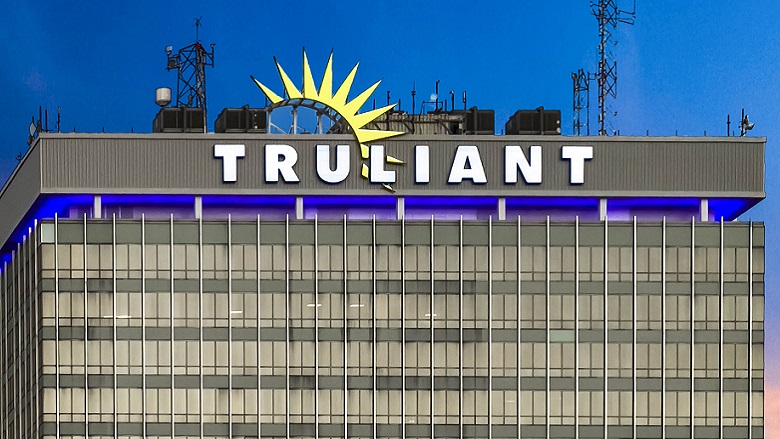 Truliant Tower lights in downtown Winston-Salem, NC